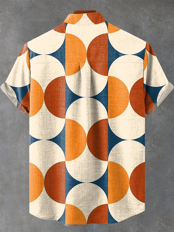 Retro Minimalist Color-block Symmetrical Geometry Print Casual 100% Co